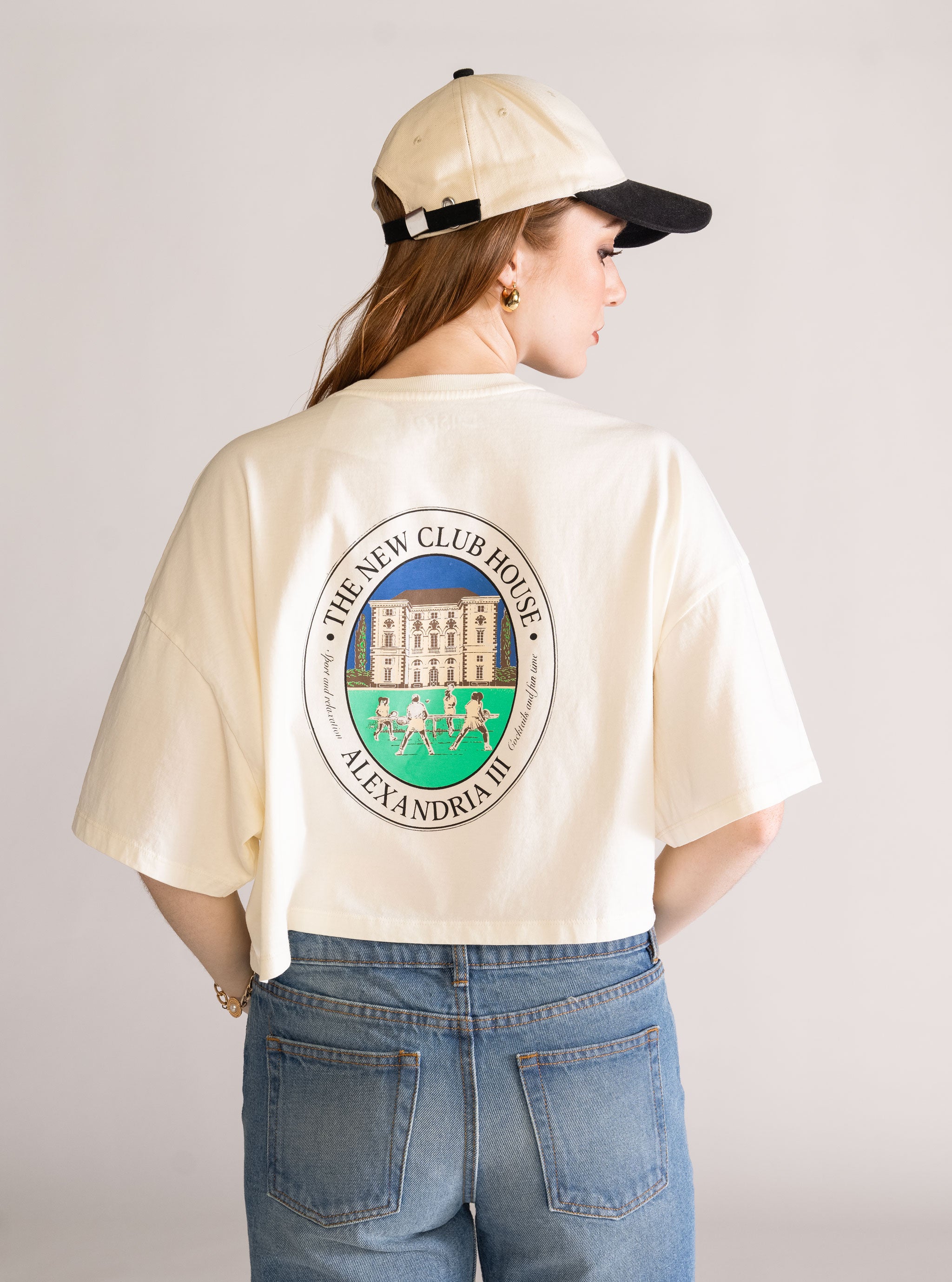 The New Club House Cropped Playera, Crema
