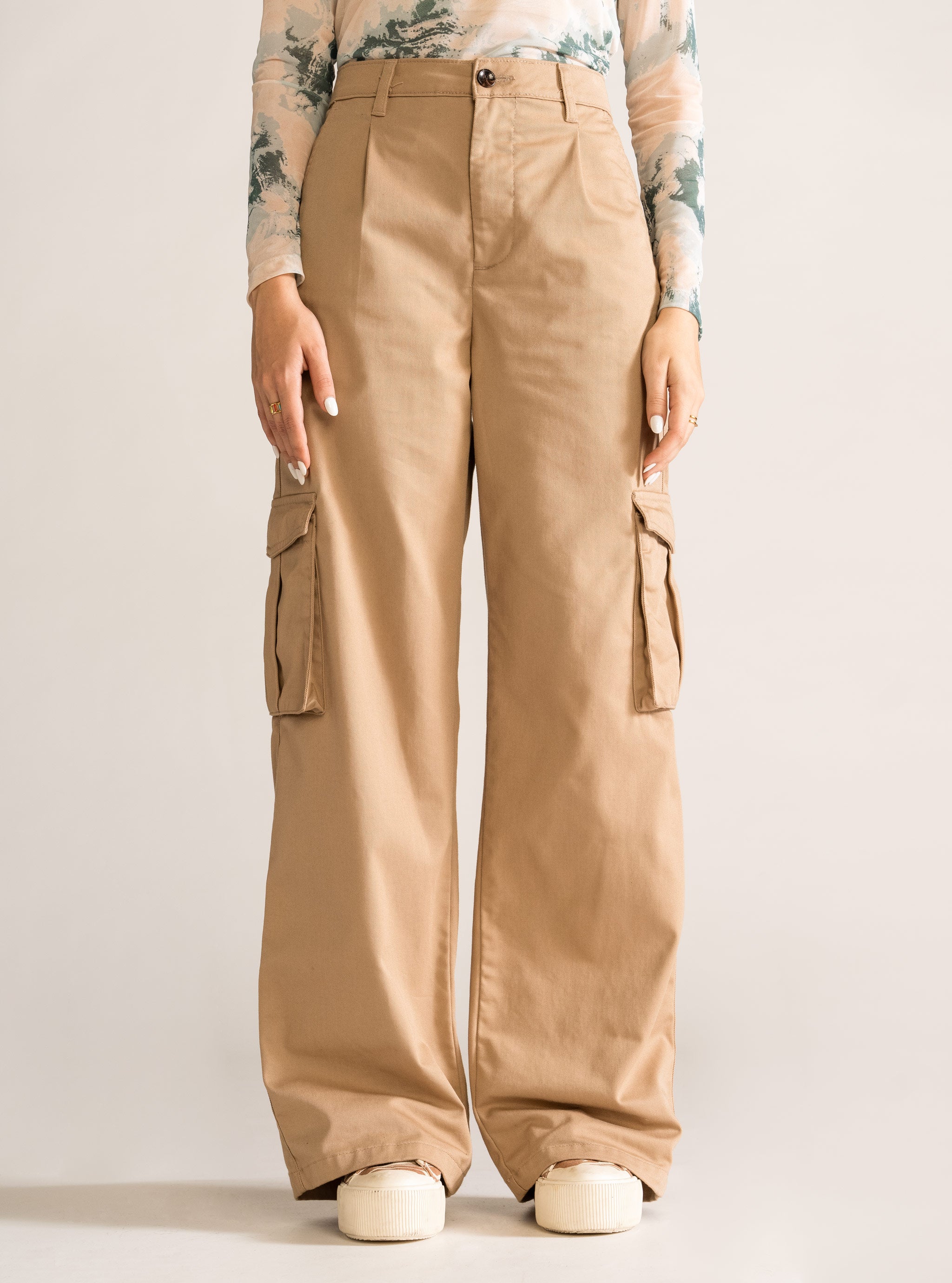 So Fetch Wide Leg Cargo Pants, Kaky